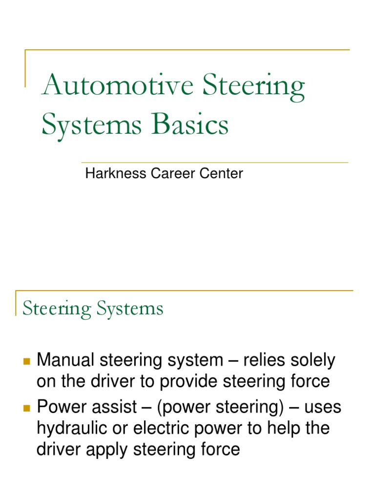 Automotive Steering Systems Basics: Harkness Career Center | PDF ...