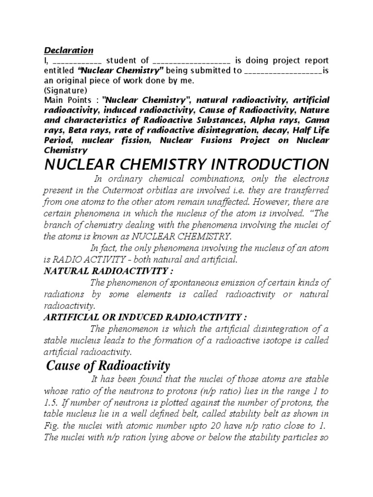 Nuclear Chemistry Project on Radioactivity | PDF | Radioactive Decay ...