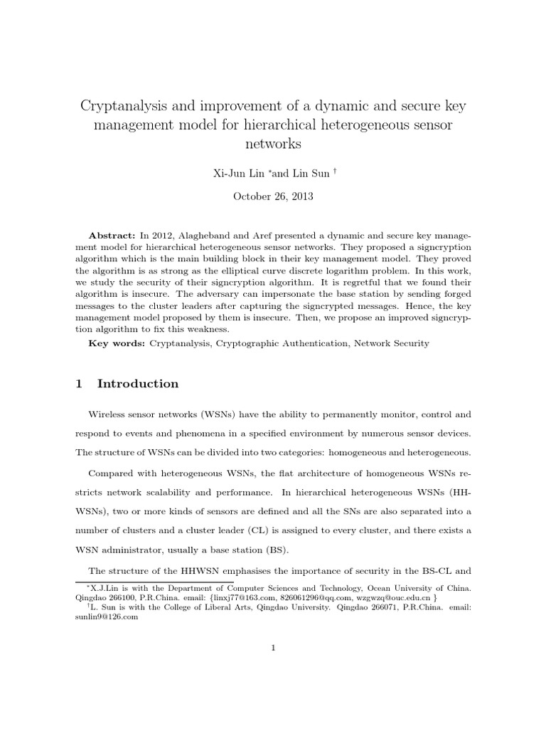 Cryptanalysis and Improvement of A Dynamic and Secure Key Management Model For Hierarchical ...