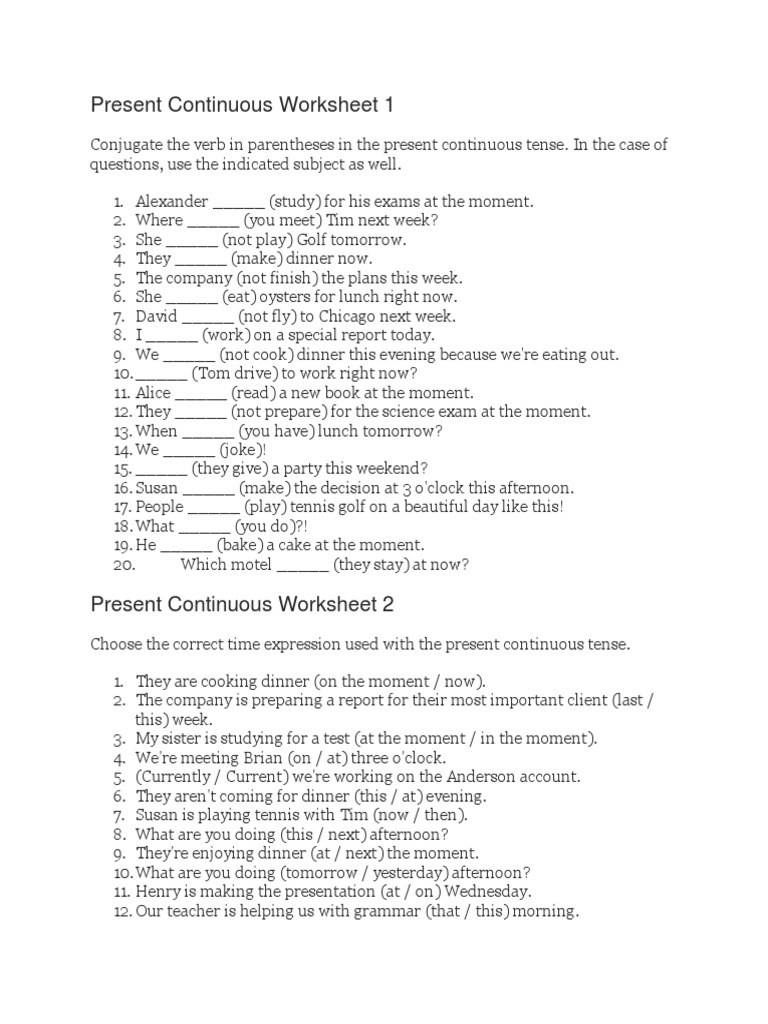 Present Continuous | PDF | Language Mechanics | Linguistics