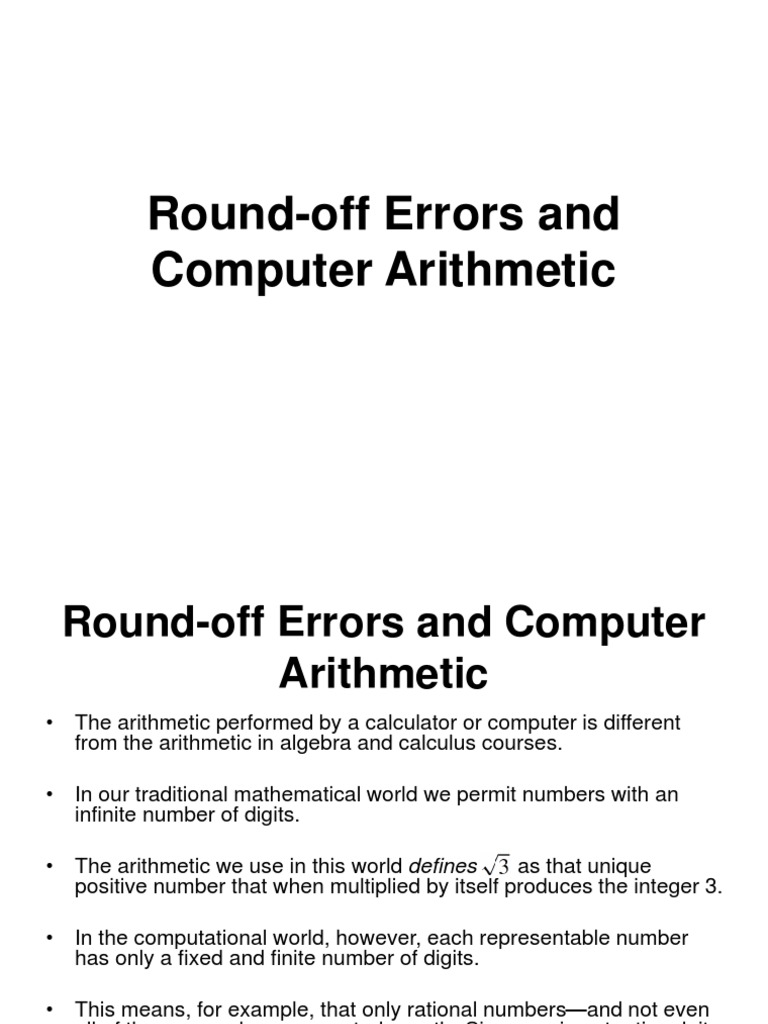 Round-Off Errors and Computer Arithmetic | PDF | Numbers | Arithmetic