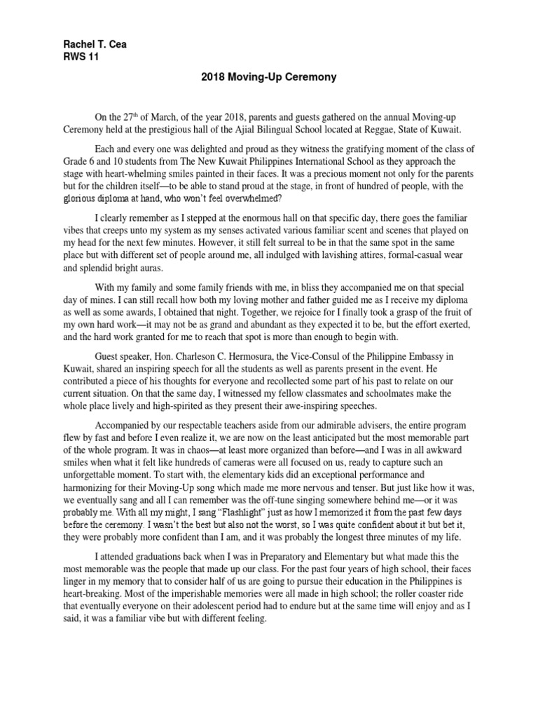 A Memorable Journey: Reflections on a High School Graduation Ceremony | PDF