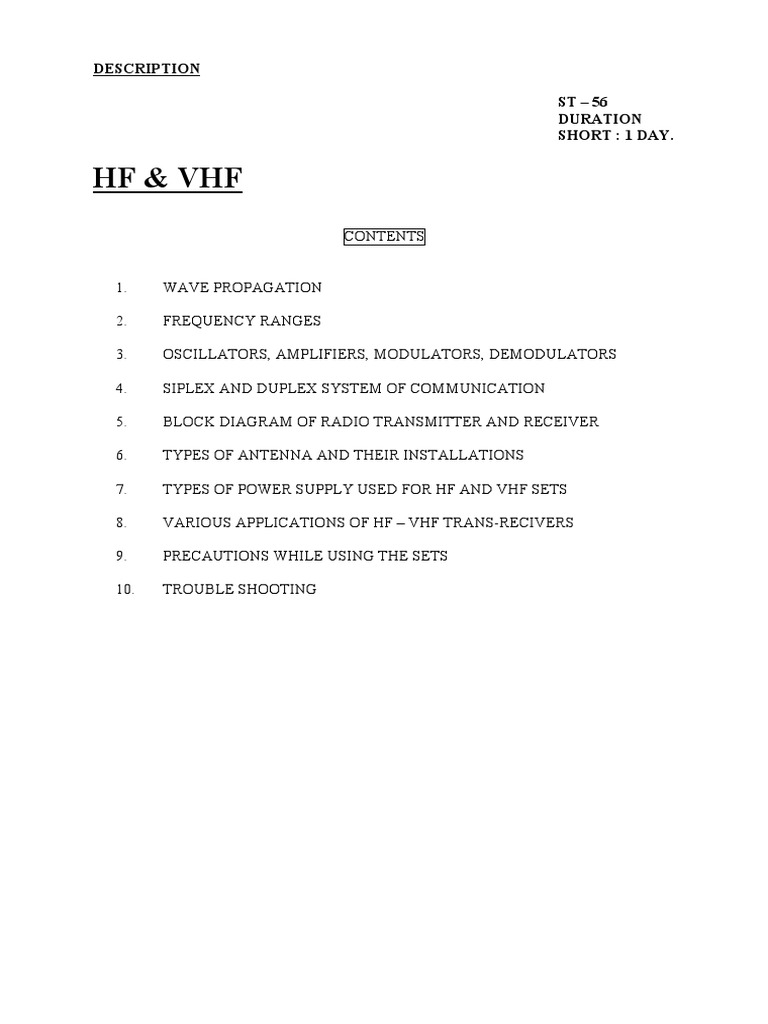 An Overview of High Frequency (HF) and Very High Frequency (VHF ...
