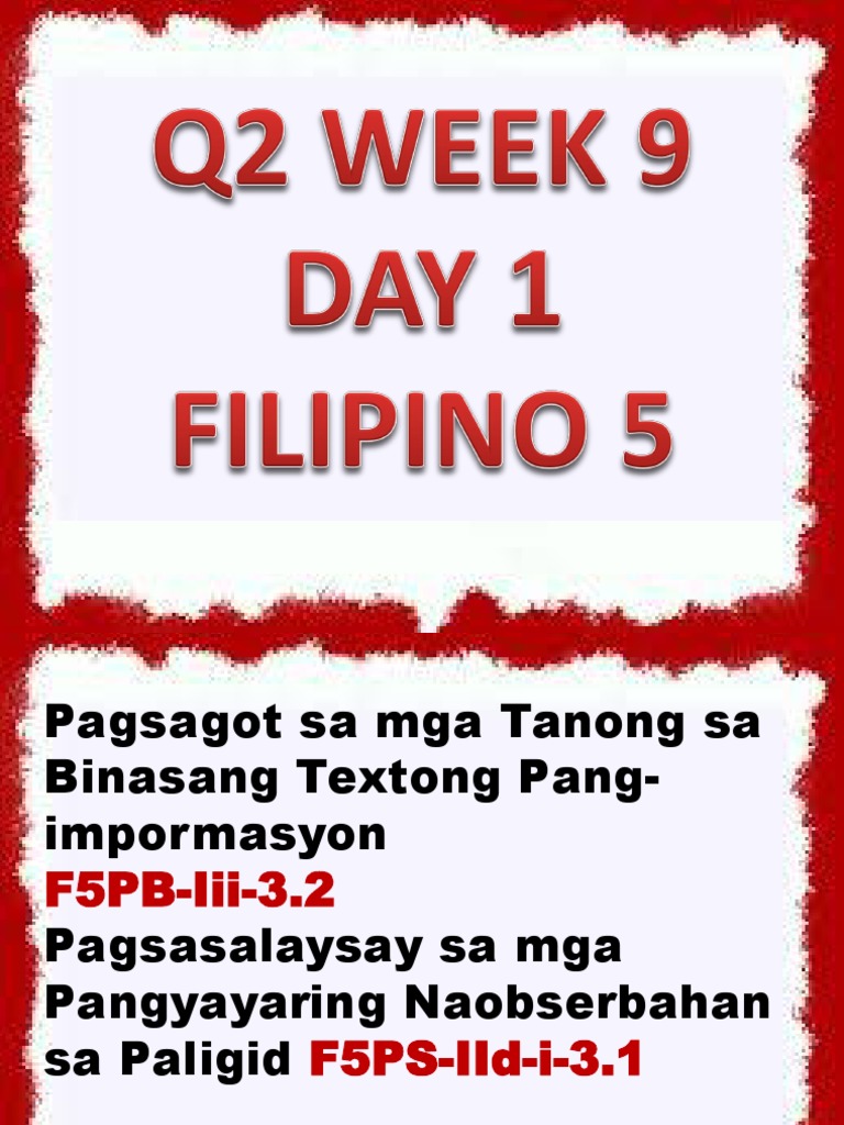 q2 Week9 Filipino 5 Day 1-5 | PDF