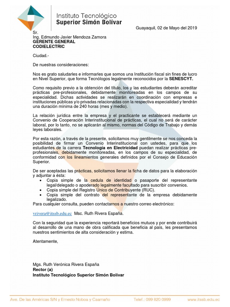 Convenio Prácticas ITSSB y CODIELECTRIC | PDF | Gobierno