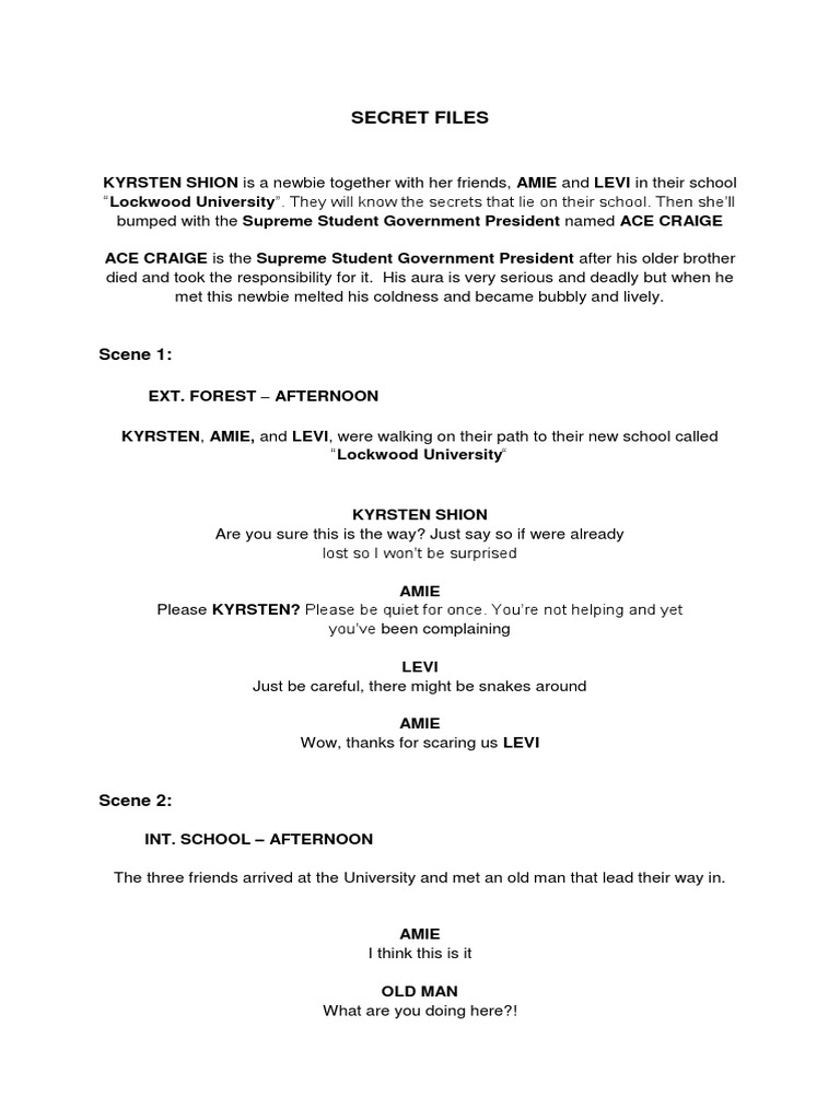 Secret Files: Scene 1 | PDF | Mystery, Thriller & Crime Fiction