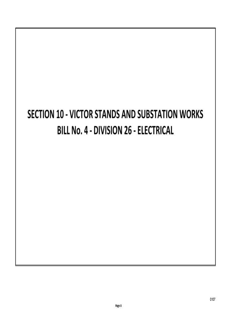 Section 10 Victor Stands and Substation Works Bill No. 4 Division 26 ...