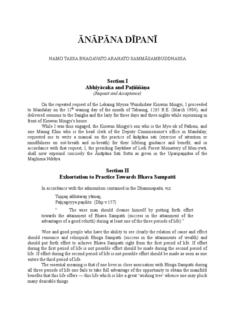 Anapana Dipani Book | PDF | Sati (Buddhism) | Vipassanā