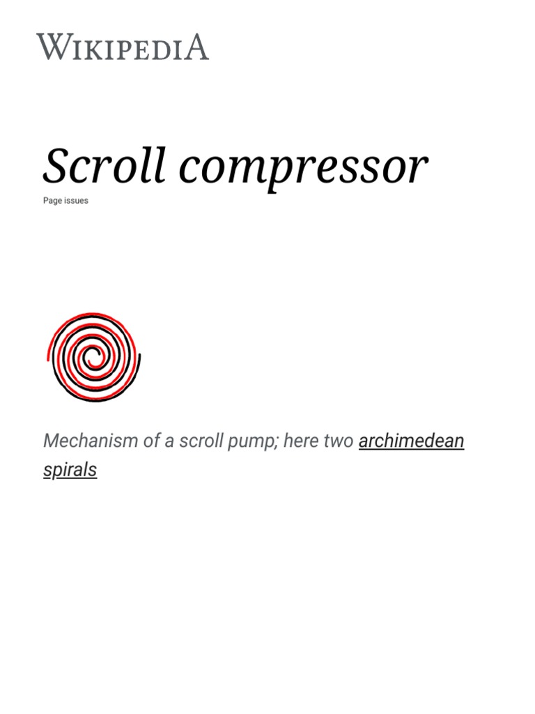 Scroll Compressor - Wikipedia PDF | PDF | Chemical Equipment | Gas ...