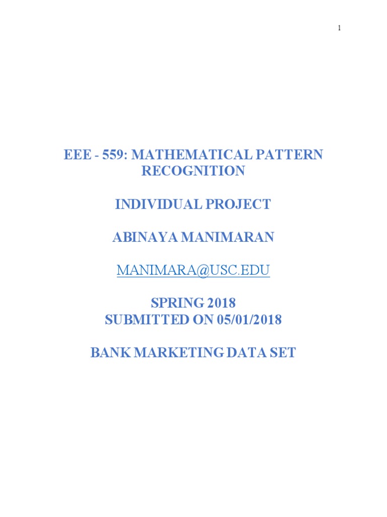 EEE - 559: Mathematical Pattern Recognition Individual Project Abinaya Manimaran | Download Free ...