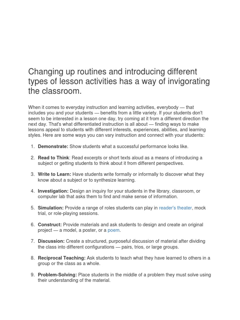 Teaching Instructions | Download Free PDF | Differentiated Instruction ...