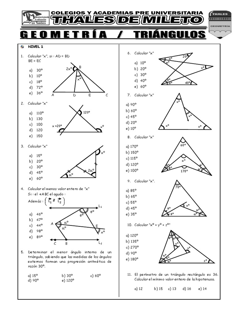 02 Triángulos I - Propiedades Básicas | PDF | Triángulo | Geometría Convexa