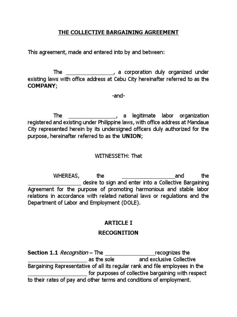 The Collective Bargaining Agreement PDF | PDF | Collective Bargaining ...