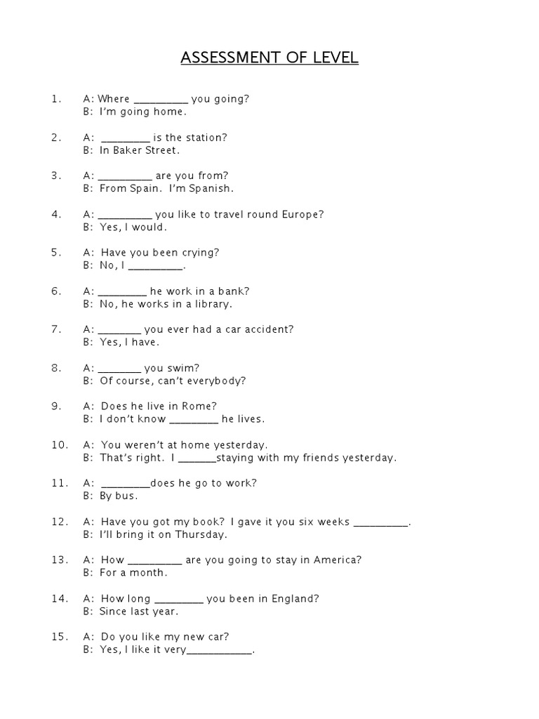 English Language Learners Quiz | PDF