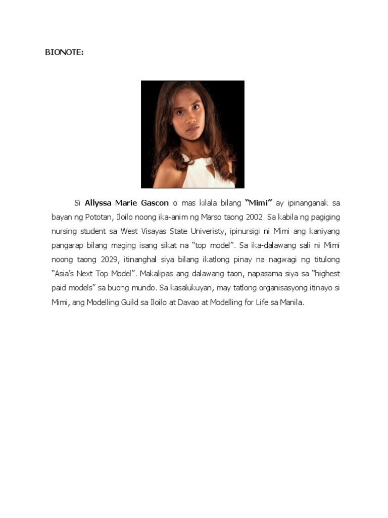 Fil - Bionote Sample | PDF