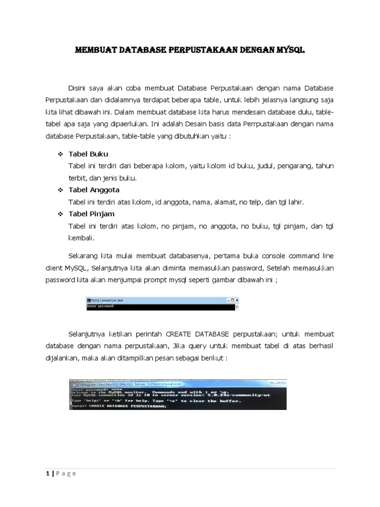 Membuat Database Perpustakaan Dengan Mysql | PDF
