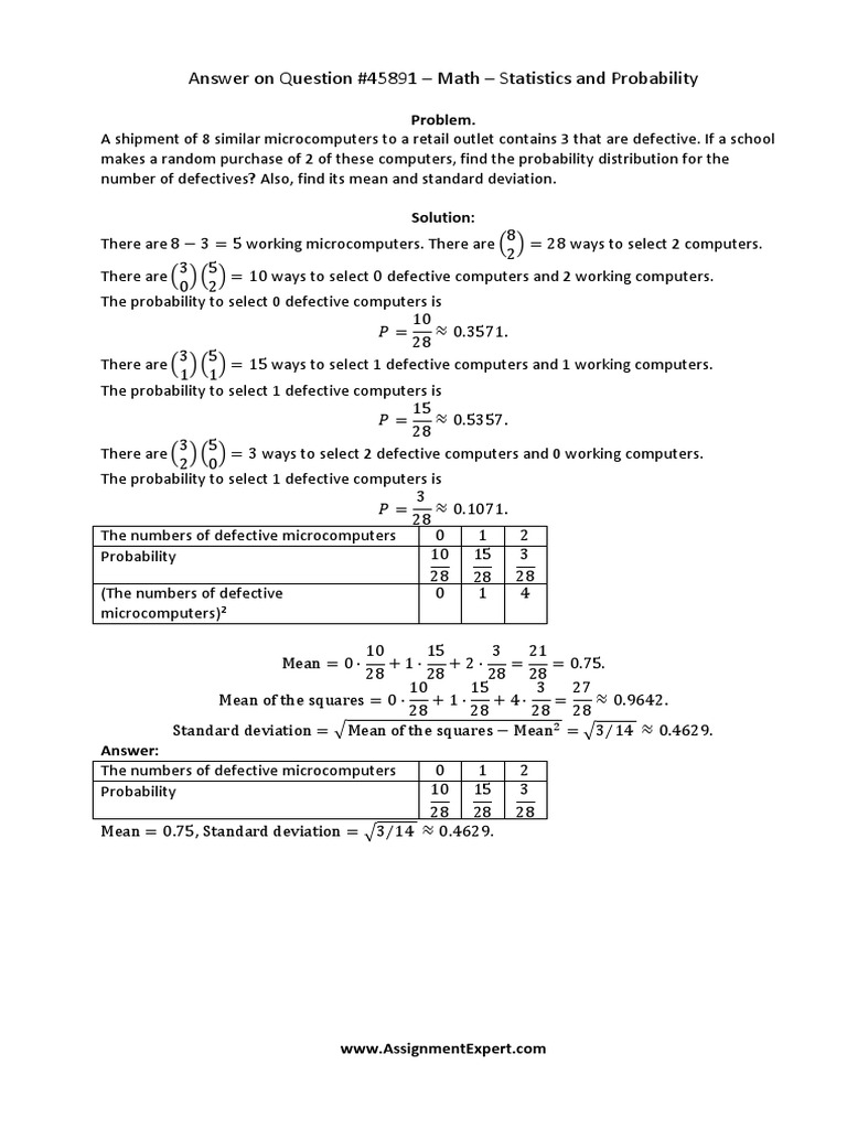 Answer On Question #45891 - Math - Statistics and Probability | PDF ...