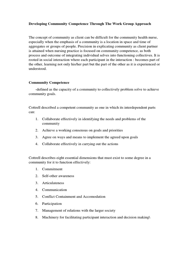 Developing Community Competence Through The Work Group Approach | PDF ...