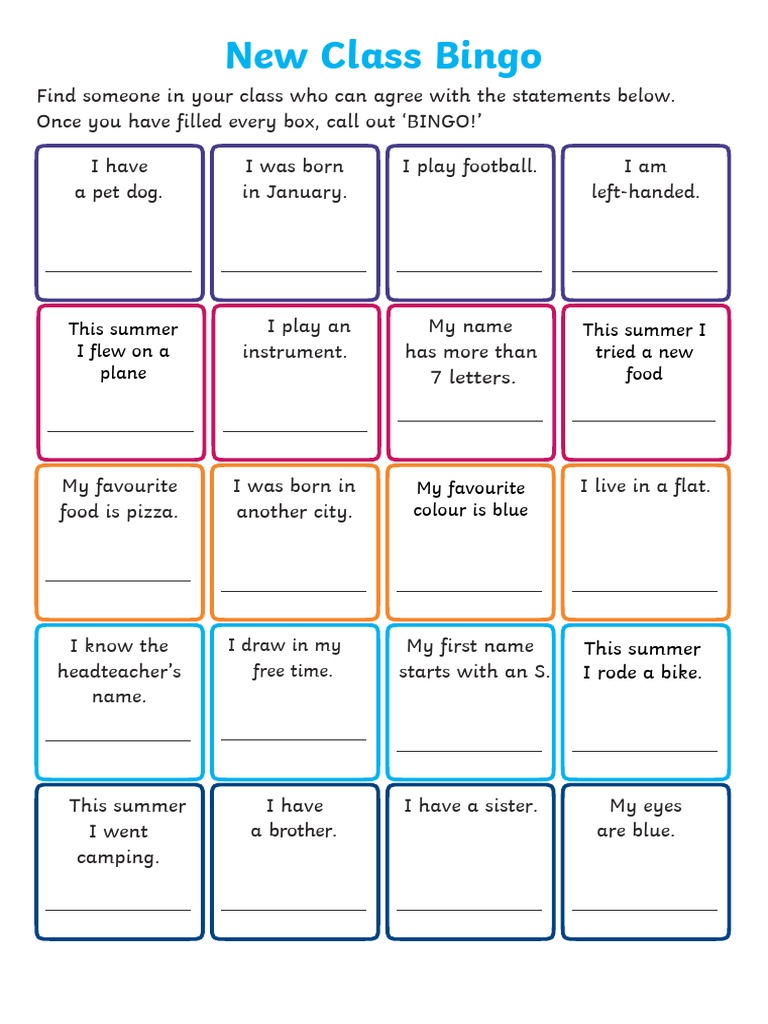 New Class Bingo | PDF