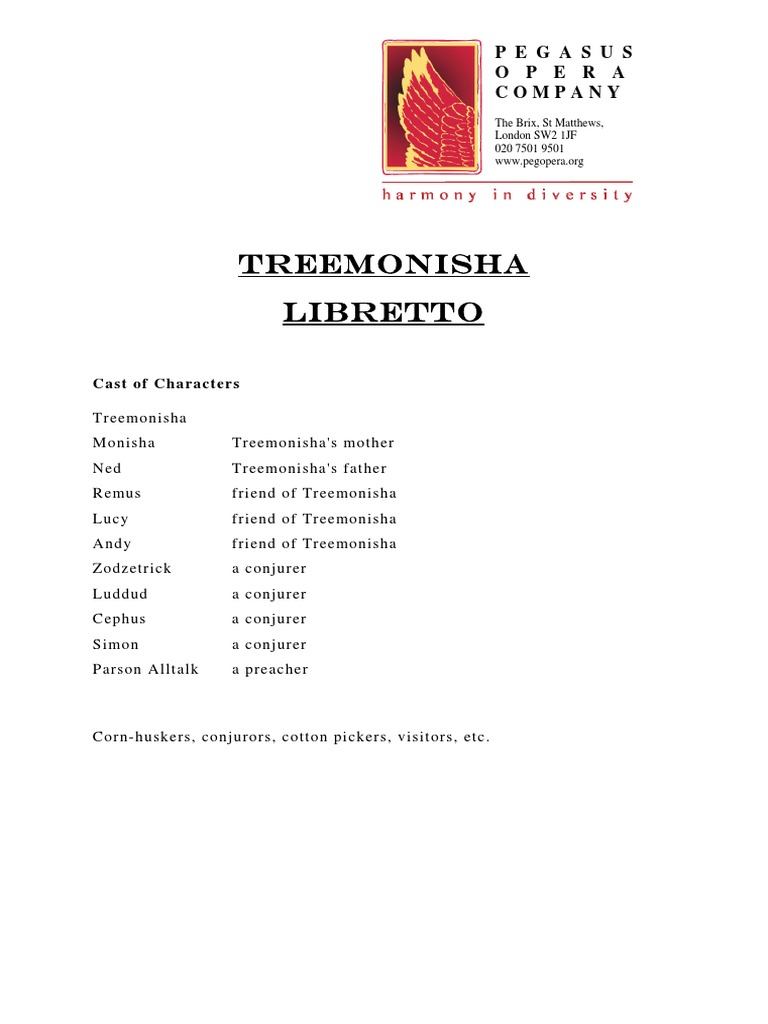 Treemonisha Libretto and Synopsis | PDF