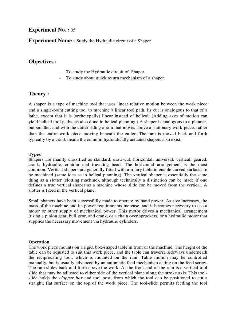 Experiment No.: Experiment Name:: Types | PDF | Machines | Mechanical Engineering