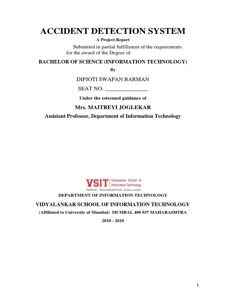 Accident Detection System: Bachelor of Science (Information Technology) | PDF | Arduino ...