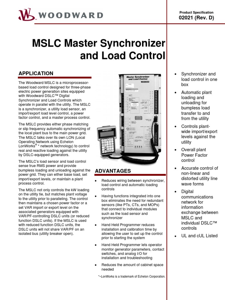 MSLC Master Synchronizer and Load Control: 02021 (Rev. D) | PDF ...