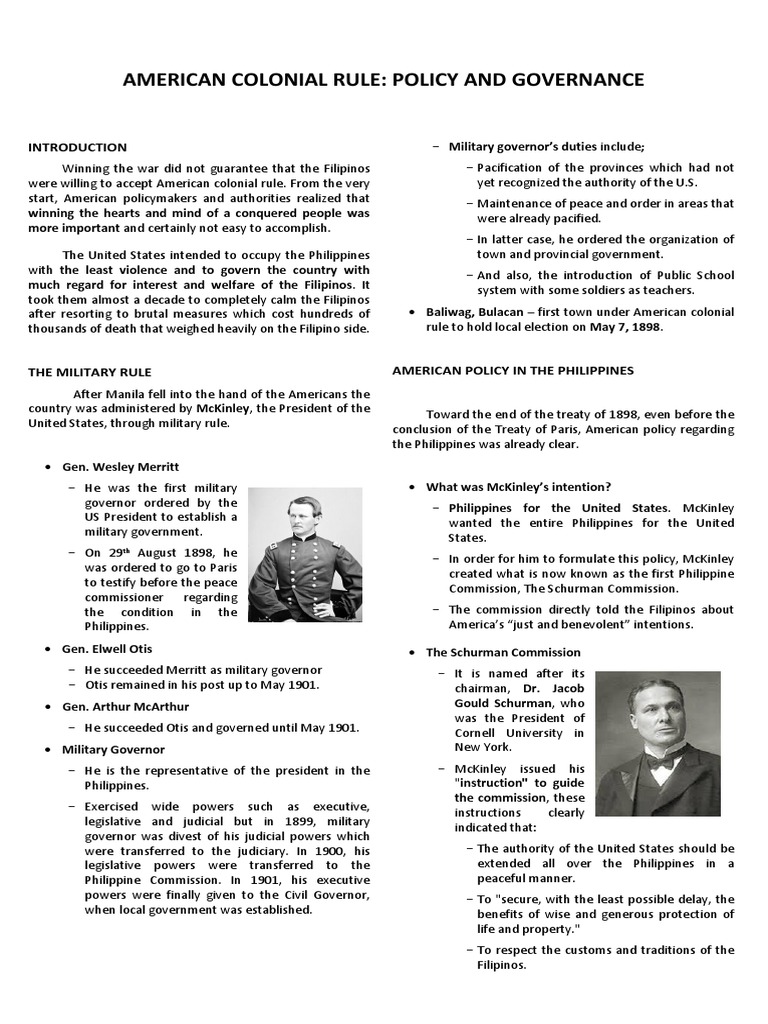 American Colonial Rule in the Philippines | PDF | Philippines | Public ...
