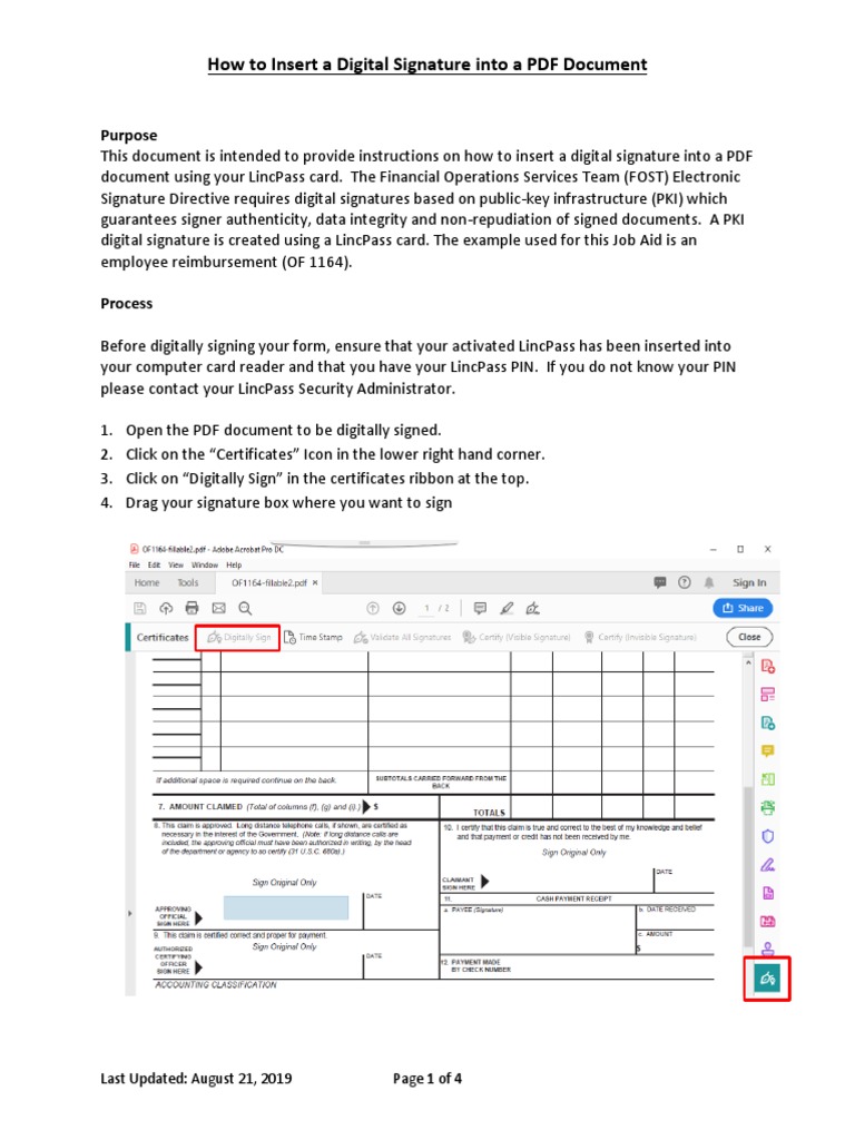 How To Insert A Digital Signature Into A PDF Document | PDF ...