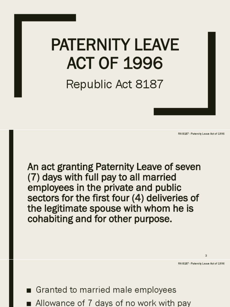 Paternity Leave ACT OF 1996 | PDF