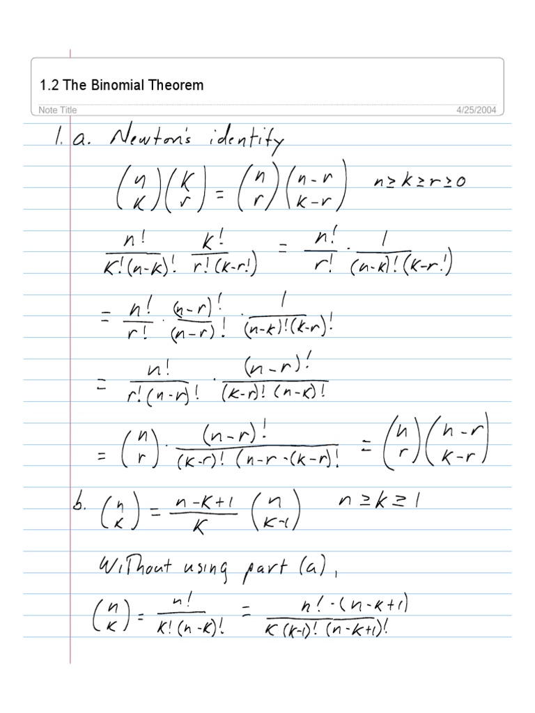 01-2 The Binomial Theorem | PDF