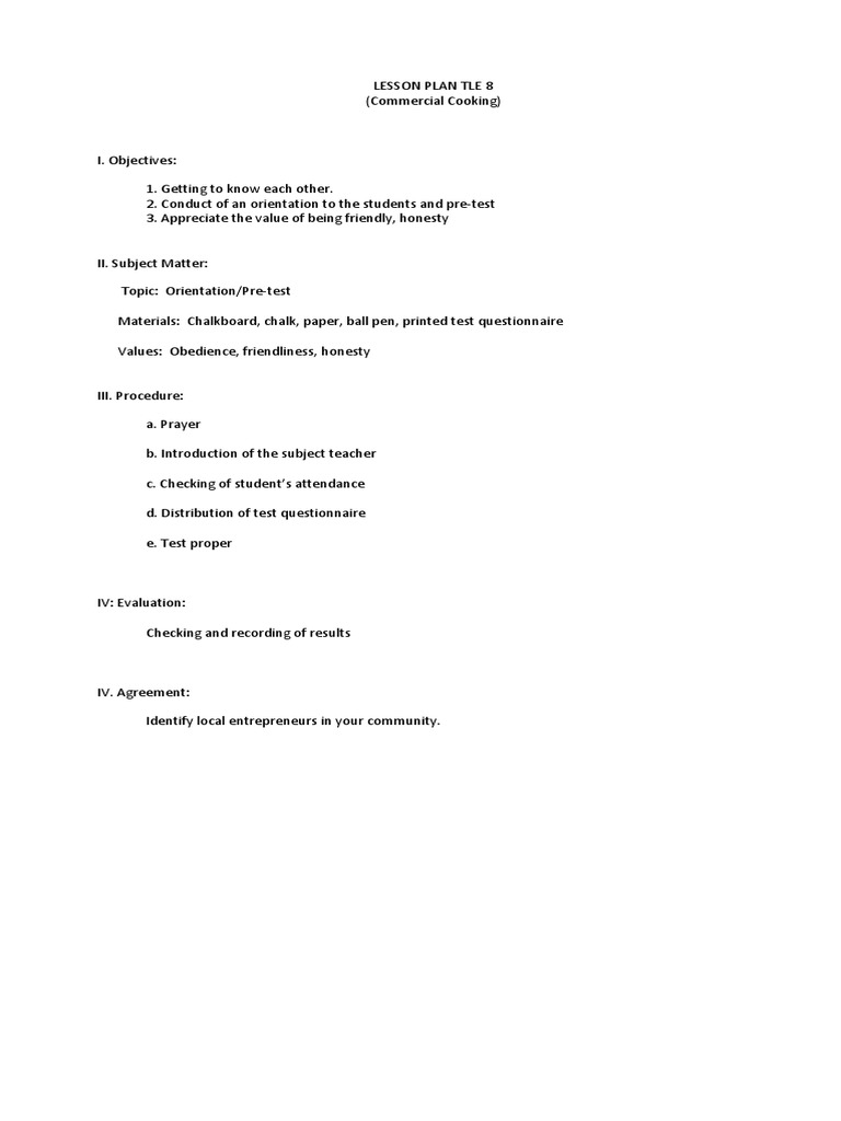Commercial Cooking | PDF | Lesson Plan | Kitchen