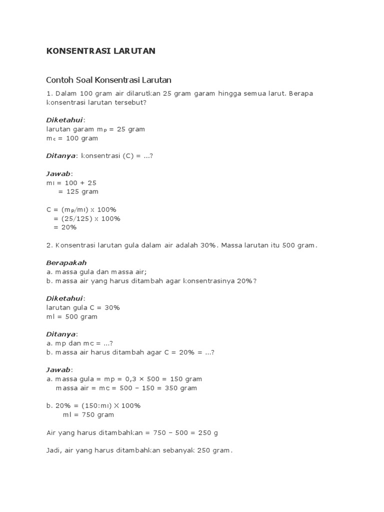 Konsentrasi Larutan | PDF