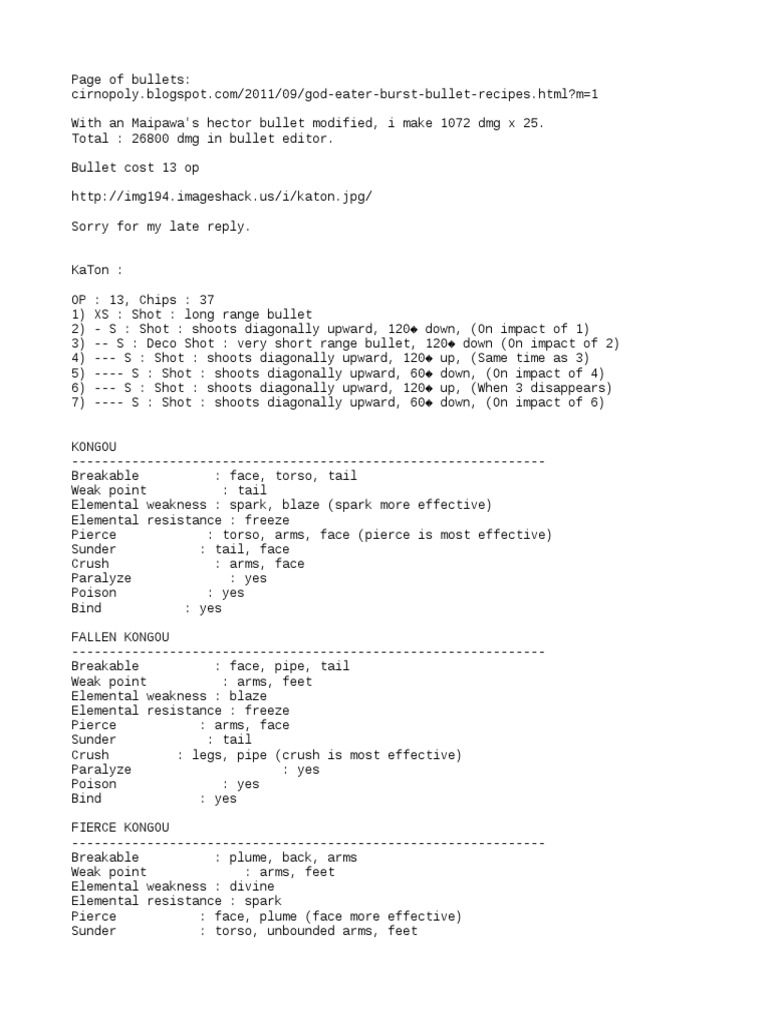 Gods Eater Aragami's Weakness | PDF