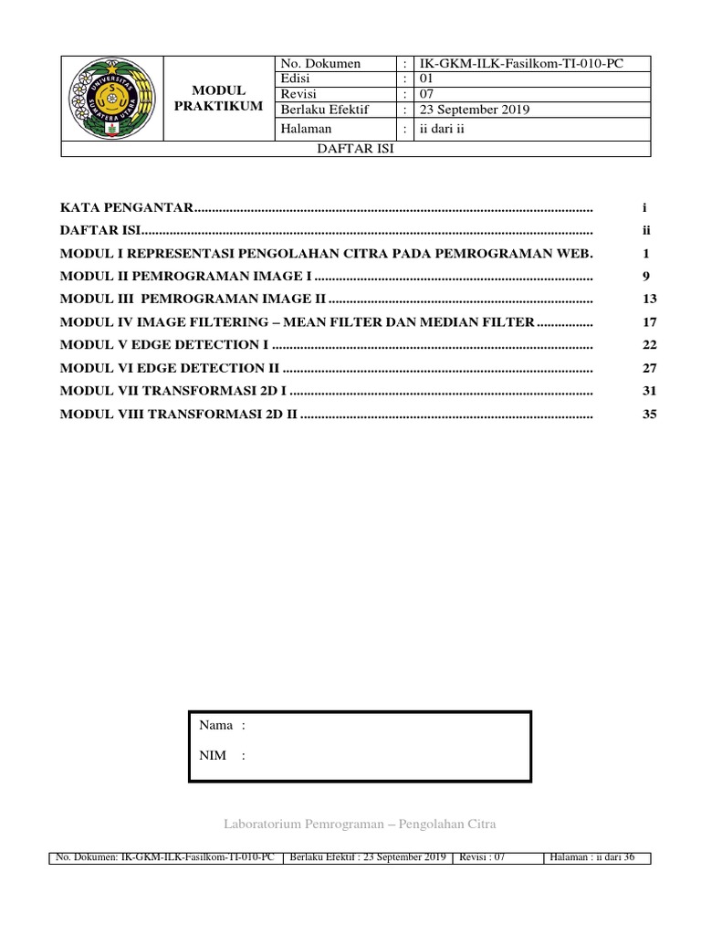 Modul Pengolahan Citra | PDF | Metode & Bahan Ajar