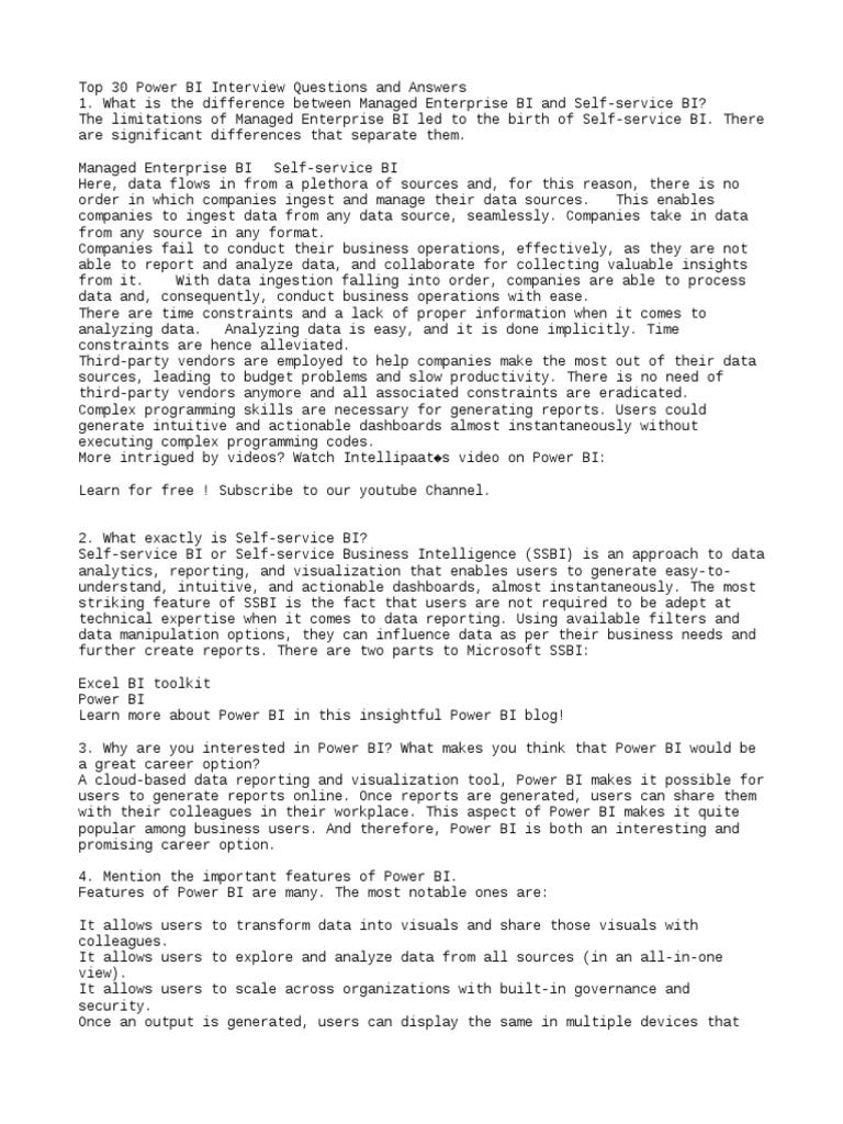 Power BI Interview Questions and Answers | PDF | Business Intelligence | Table (Database)