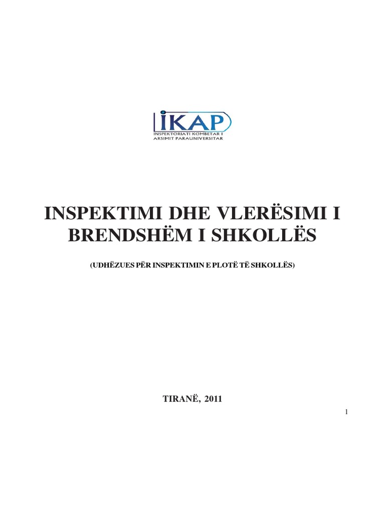 Inspektimi Dhe Vleresimi I Brendshem I Shkolles Udhezuesi I Shkolles ...