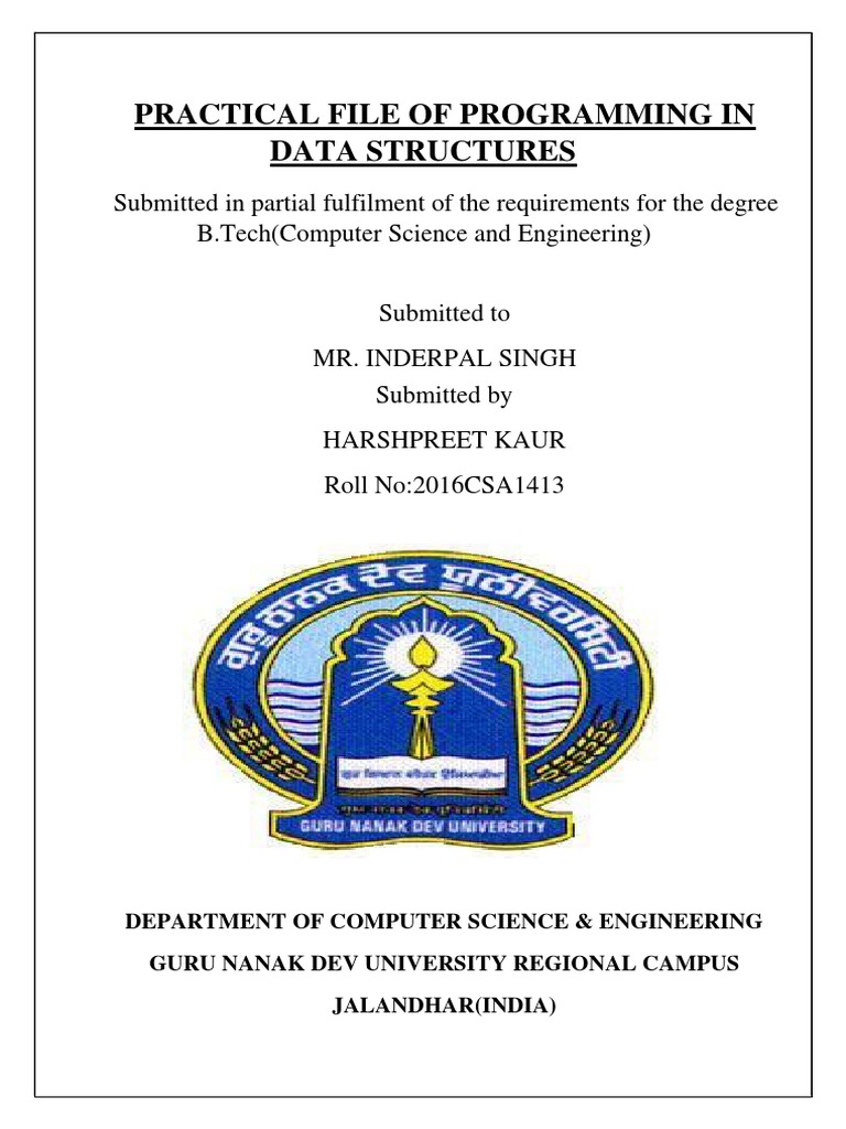 Practical File of Programming in Data Structures | PDF | Python ...
