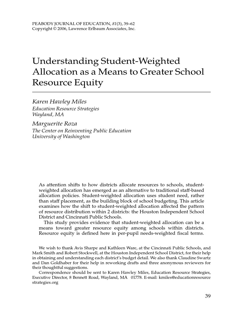 Understanding Student-Weighted Allocation As A Means To Greater School ...