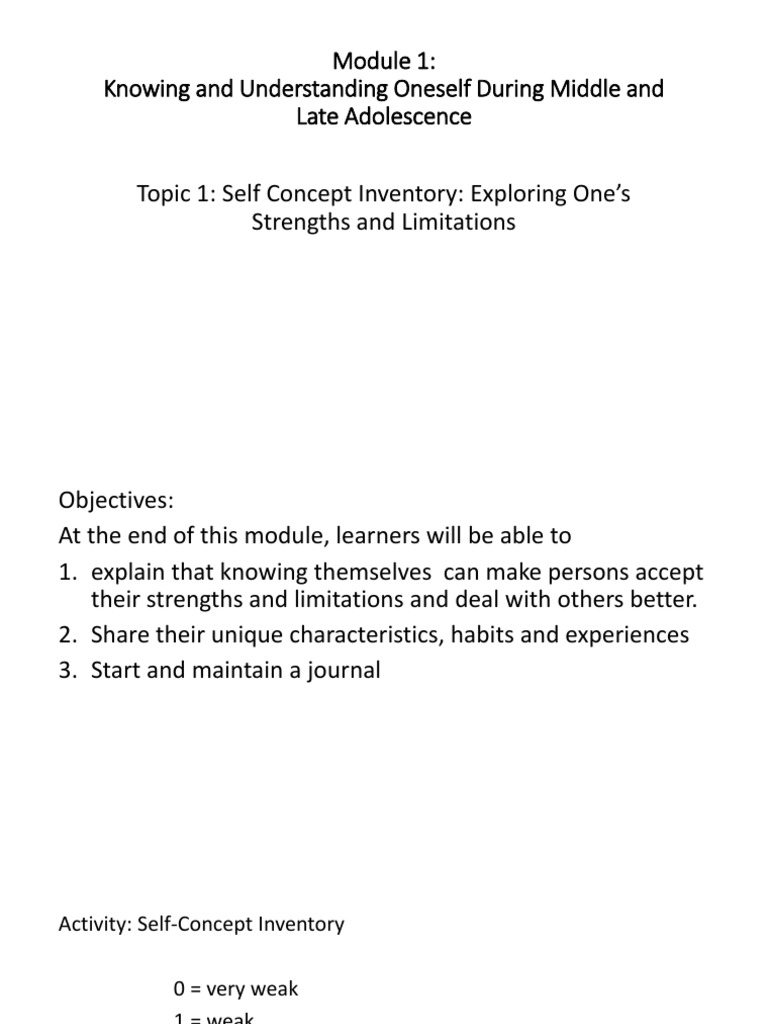 Understanding Self in Adolescence | PDF | Career & Growth | Self ...