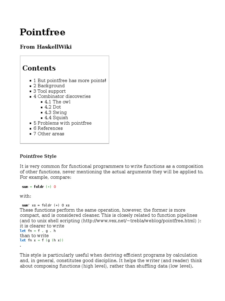 Pointfree Style | PDF | Functional Programming | Function (Mathematics)