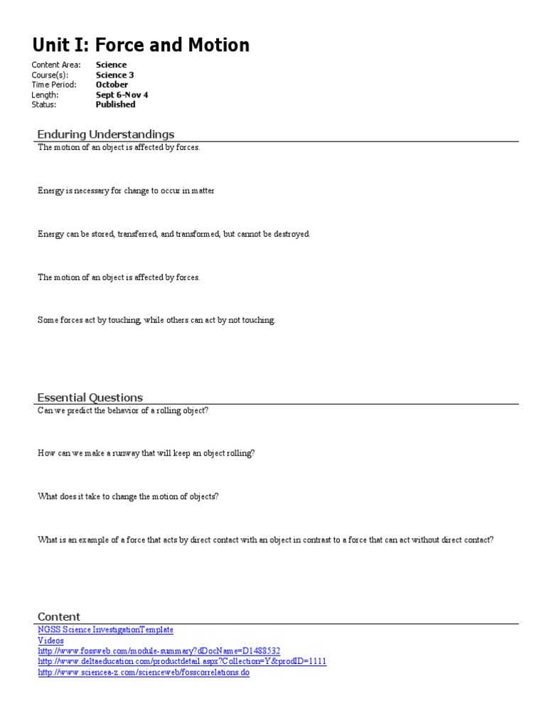 Unit - Unit I - Force and Motion - 20190914235330 | PDF | Machines | Force