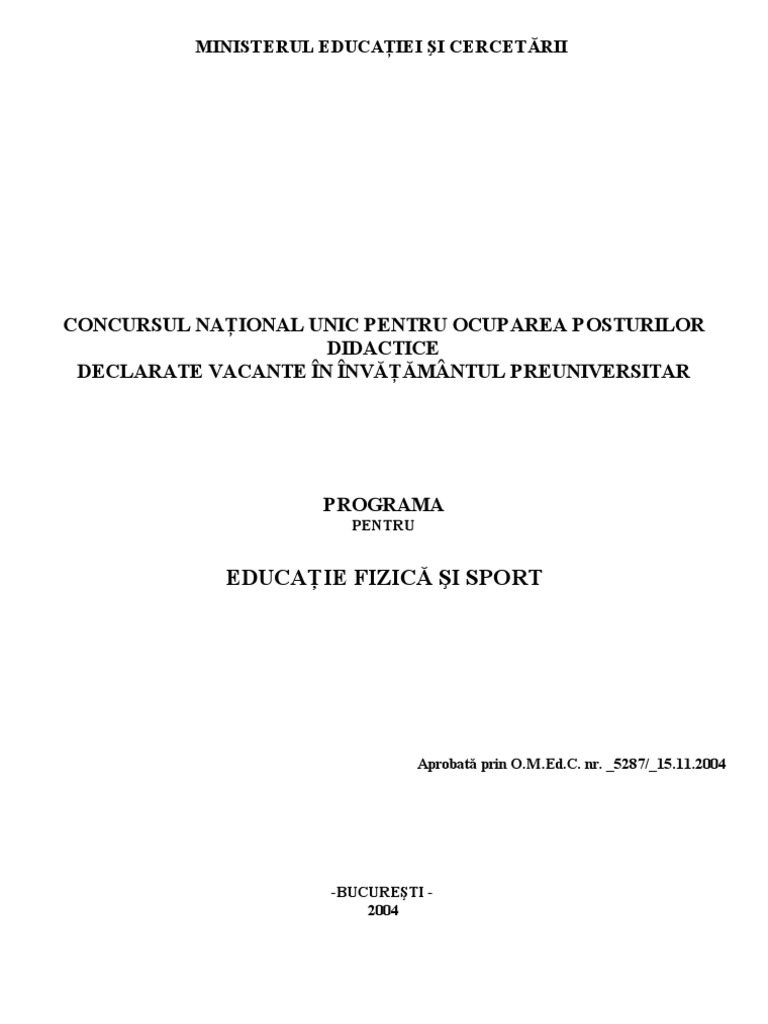 Educatie Fizica Si Sport | PDF