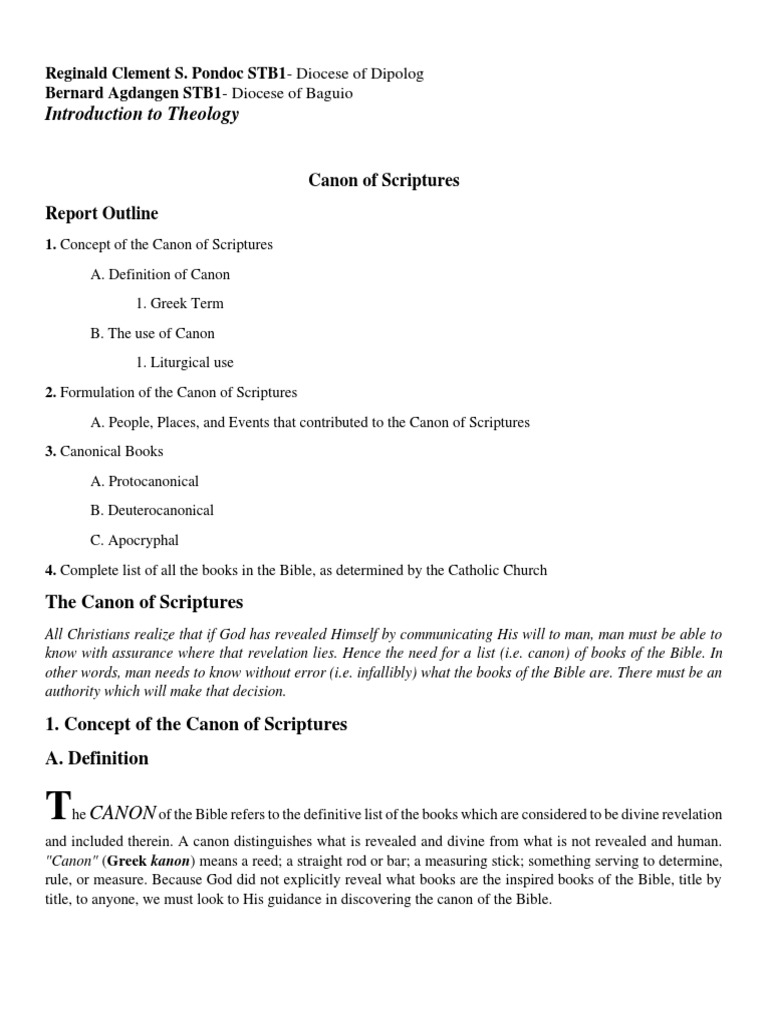 Canon of Scriptures Word | PDF | Biblical Canon | Old Testament