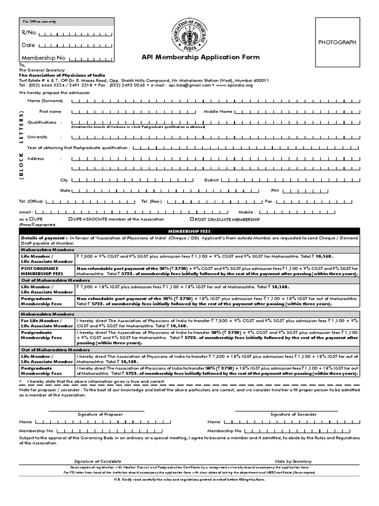 Api Membership Form | PDF | Health Care | Academia
