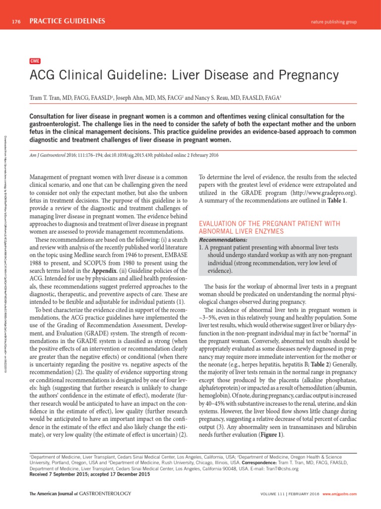 ACG Clinical Guideline Liver Disease And.15 | PDF | Pregnancy | Hepatitis