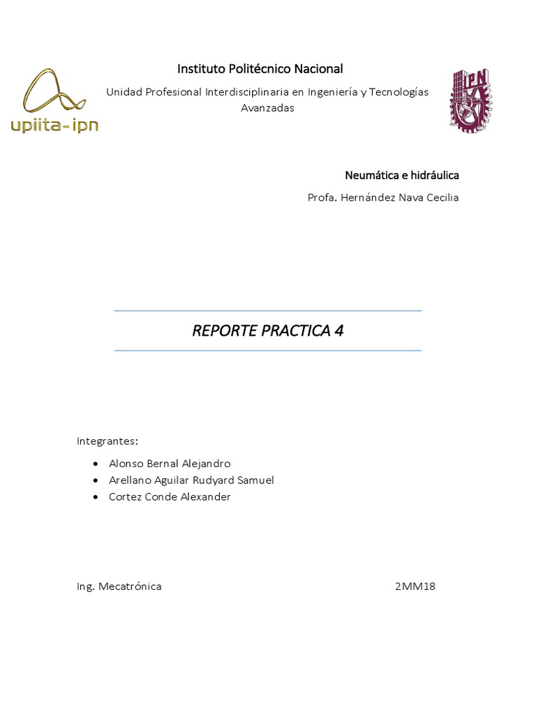 Reporte 4ta Practica Neumatica | PDF | Pistón | Neumático