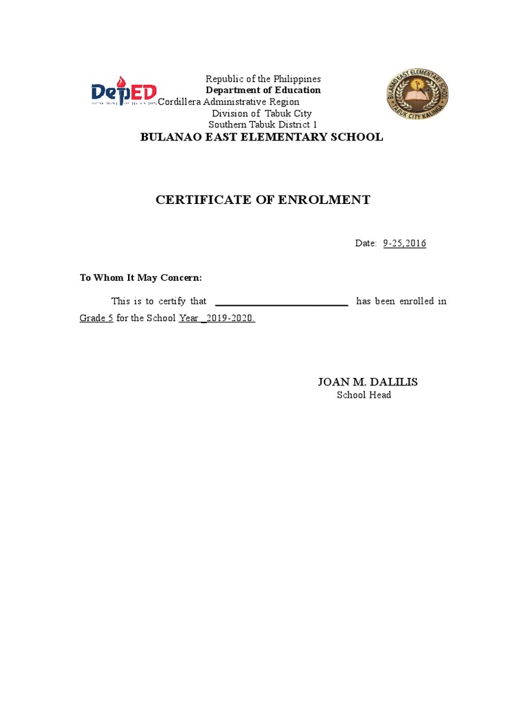 Certificate of Enrolment | PDF