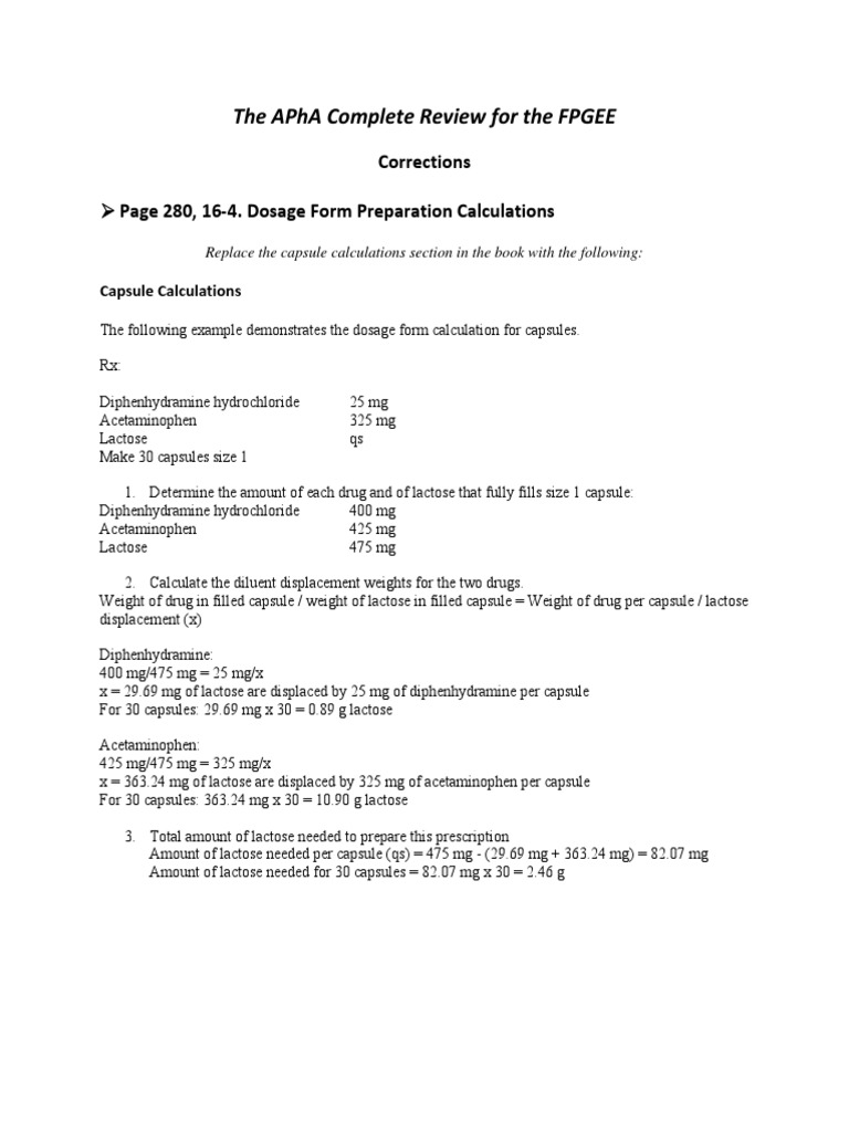 Corrections - The APhA Complete Review For The FPGEE | PDF