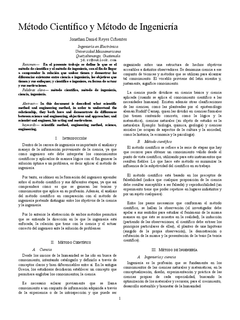 Metodo Cientifico y Metodo de Ingenieria | PDF | Método científico ...